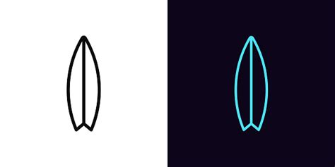 편집 가능한 획이 있는 윤곽선 서핑보드 아이콘입니다 선형 서핑 보드 실루엣 서핑 픽토그램 익스트림 바다 스포츠 서핑보드에 대한 스톡 벡터 아트 및 기타 이미지 Istock