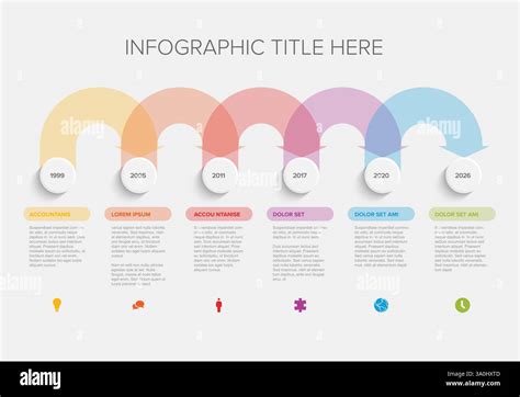 A Visually Appealing Timeline Infographic With Six Milestones On The Button Time Line Using