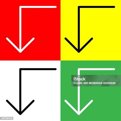 왼쪽으로 돌리십시오 화살표 벡터 아이콘 선형 스타일 아이콘 화살표 갈매기 모양 및 방향 아이콘 모음에서 빨강 노랑 흰색 및 녹색 배경에 분리되어 있습니다 교통에 대한 스톡