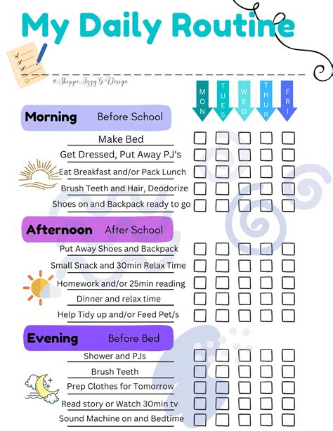 Printable My Daily Routine Checklist Blank And Pre Filled Etsy