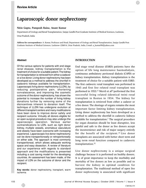 Pdf Laparoscopic Donor Nephrectomy