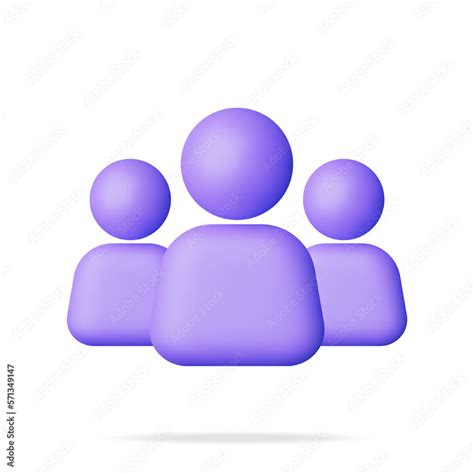 3d Simple Group User Icon Isolated Render Group Profile Photo Symbol Ui Avatar Sign Human