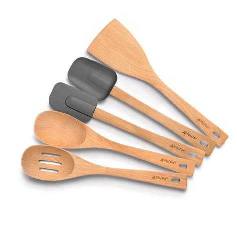 Anolon Advanced Tools Natural Beechwood 5 Piece Tool Set Kitchen Tool
