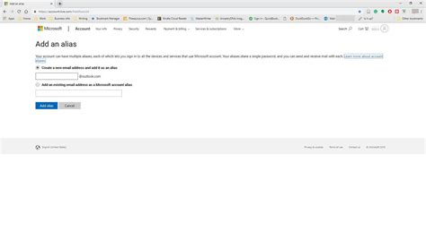 how to create an email alias in outlook and
