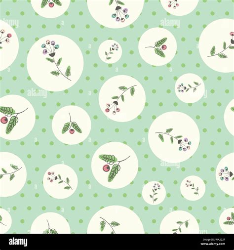 Linocut Style Flowers And Leaves With Offset Color In White Circles