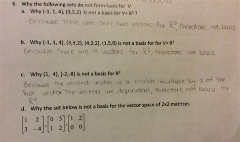 Solved Why The Following Sets Do Not Form Basis For V Why