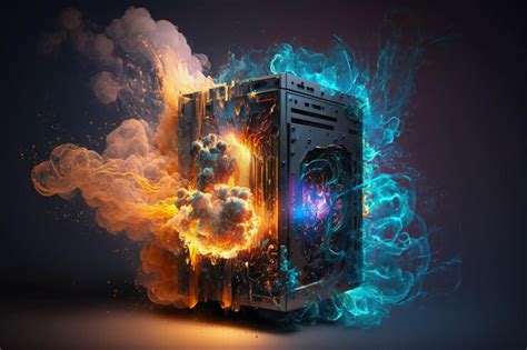 Premium Photo Server Or Computer Explosion With Fire And Smoke