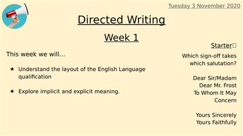 Directed Writing Cambridge Igcse English First Language Teaching Resources