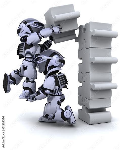 Robot Solving Jigsaw Puzzle Stock Illustration Adobe Stock
