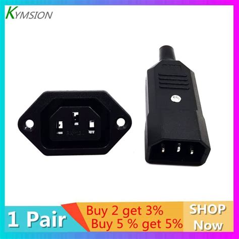 Pair AC V A Pin IEC C Electrical AC Female Socket Male Jack Rewirable Cable Wire
