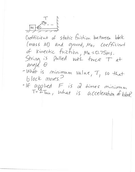 Solved Coefficient Of Static Friction Between Block Mass M Chegg