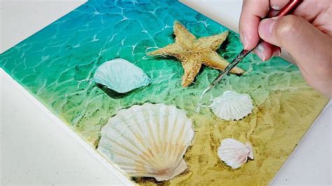 How to Draw Sea Shells Acrylic Painting Healing Video 조개 그림 그림 오일 파스텔 아트