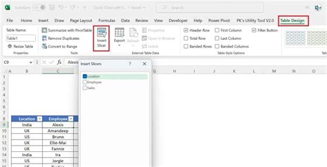 quick dynamic sales by employees chart with slicer in excel next gen