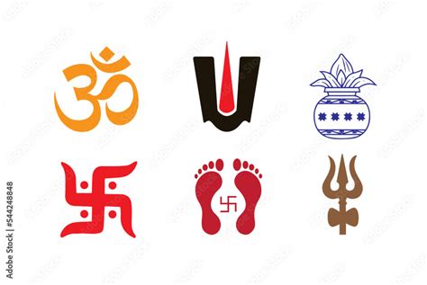 Set Of Icons For Hindu Cultural Design Symbols Stock Vector Adobe Stock