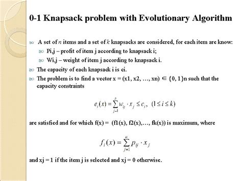 0 1 Knapsack Problem 1 0 1 Knapsack