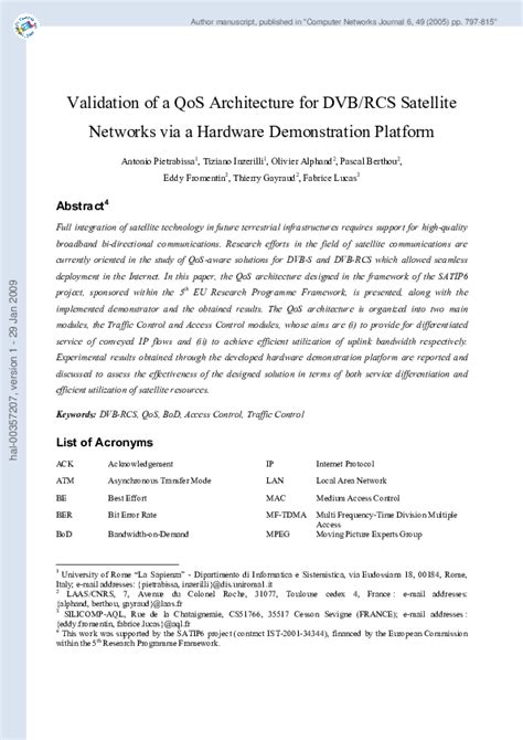 Pdf Validation Of A Qos Architecture For Dvb Rcs Satellite Networks