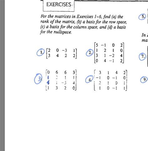 Solved EXERCISES For The Matrices In Exercises Find A Chegg