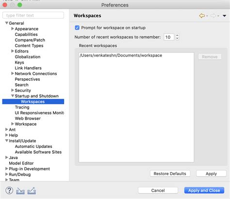 how to find the workspace location in eclipse mac os or windows