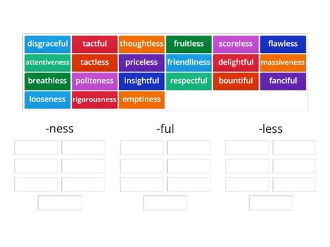 WTW Derivational Sort 4 Ness Ful Less Group Sort