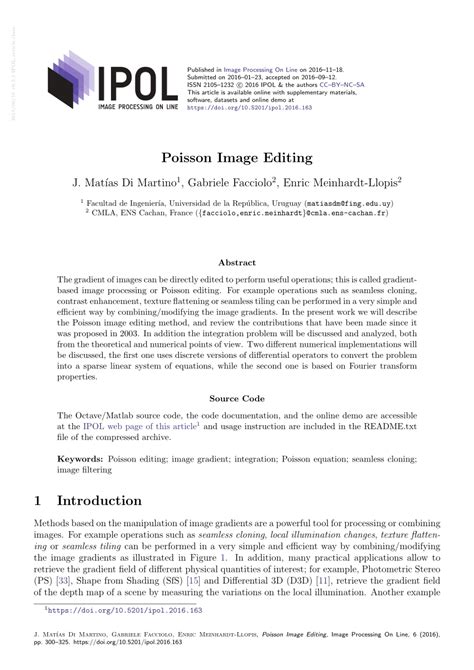 Pdf Poisson Image Editing