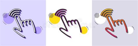 Hand Cursor Line Icon Click Action Sign Halftone Dotted Pattern Vector Stock Vector