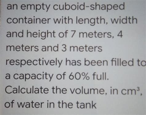 solved an empty cuboid shaped container with length width and height