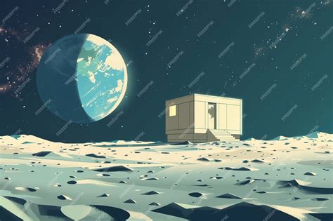 Фантастический дом на Луне иллюстрация Бесплатно Фото