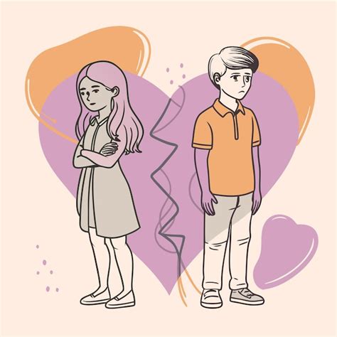 A Drawing Of A Couple With A Broken Heart Premium AI Generated Vector