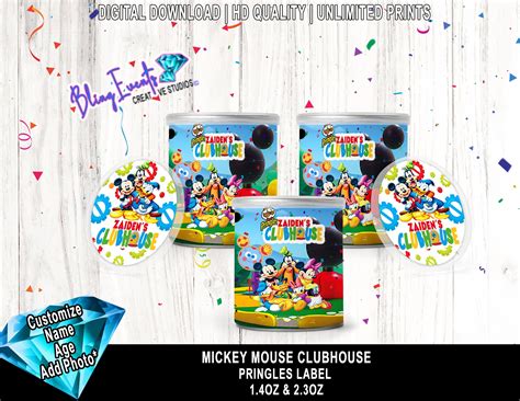 Mickey Mouse Clubhouse Chip Bag Water Bottle Label Loot Bag Label