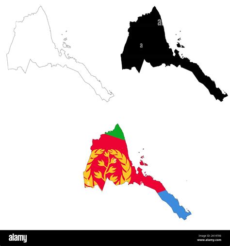 Map Of Eritrea With Flag Flag Of Eritrea Maps Territory Outline Map