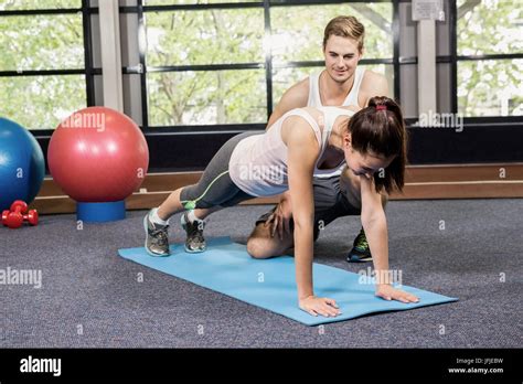 Woman Exercise Ball Push Ups Hi Res Stock Photography And Images Alamy