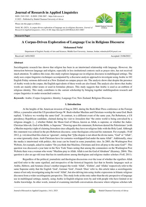 Pdf A Corpus Driven Exploration Of Language Use In Religious Discourse