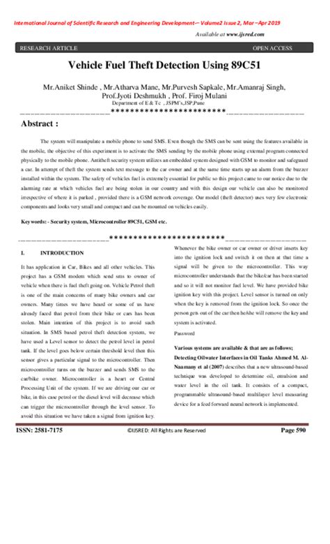 Pdf Vehicle Fuel Theft Detection Using Using 89c52