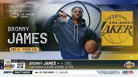 Los Angeles Lakers Draft Bronny James With The 55th Pick Full Nba On