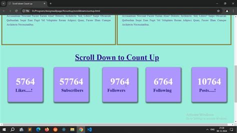 Scroll Down To Count Up Create Using Html Css Javascript Design Bannerdesign Youtube