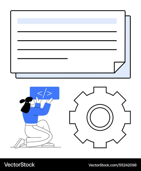 Female Programmer Coding With A Laptop Near A Gear