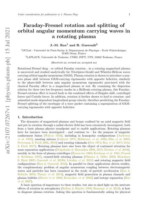 Pdf Faraday Fresnel Rotation And Splitting Of Orbital Angular Momentum Carrying Waves In A