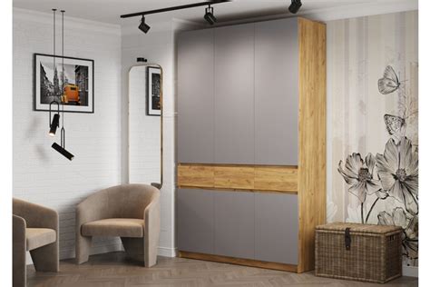 Бостон Шкаф 3 ств ШК 002 ЛДСП комплект Корпус Дуб крафт золотой Фасад ЛДСП Серый Шифер ЛДСП