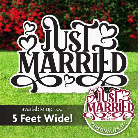 Just Married Lawn Sign With Hearts And Swirls Is A Special Way To