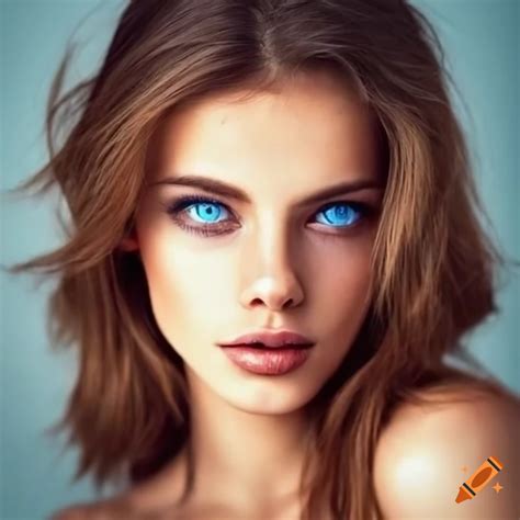 Gorgeous Young Woman With Italian Heritage Brown Hair Blue Eyes Tanned