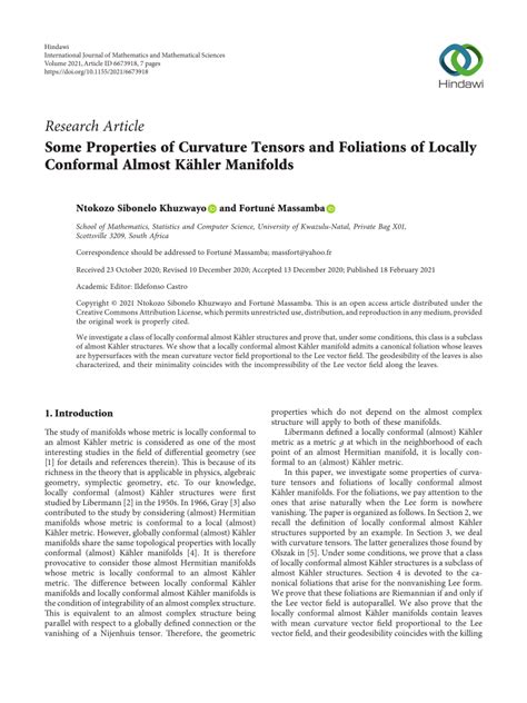 Pdf Some Properties Of Curvature Tensors And Foliations Of Locally