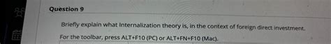 Solved Question 9briefly Explain What Internalization Theory