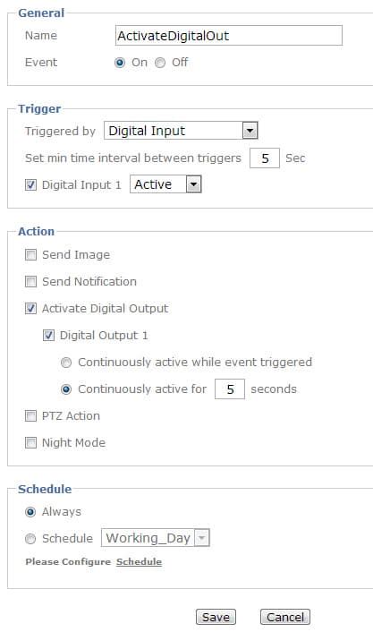 Network Ip Camera Digital Io Alarm Input Output Setup