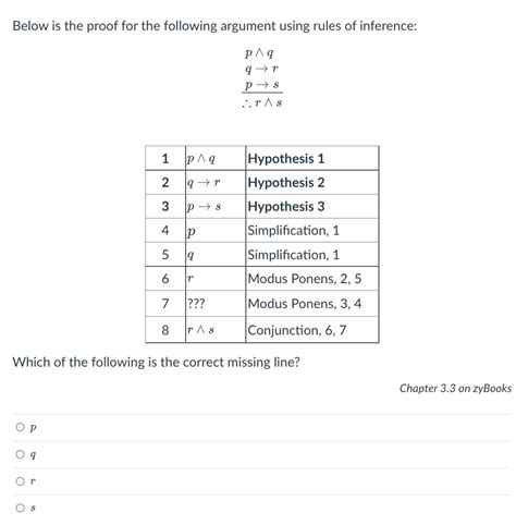 Solved Below Is The Proof For The Following Argument Using Chegg