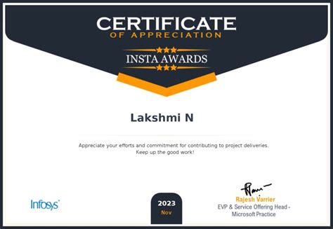 Lakshmi Nandakumar On Linkedin Infosysinstaawards