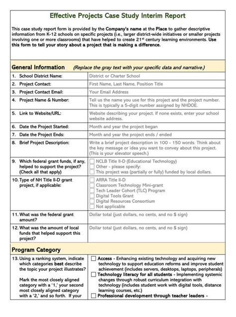 Primary School Case Study Template