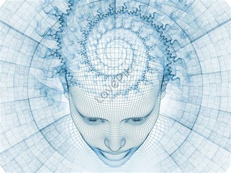 3d 렌더링 마인드 필드 시리즈 인공 지능을 탐색하는 와이어 메쉬 인간 모델 및 프랙탈 패턴을 특징으로 하는 예술적 추상화 사진 무료 다운로드 Lovepik