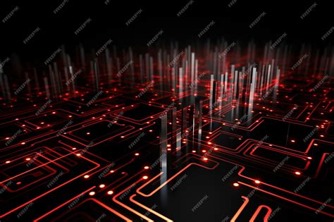 Digital Red Circuit Lines Technology Background Design Premium Ai Generated Image