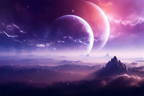 Planeta Púrpura En El Espacio Foto Premium