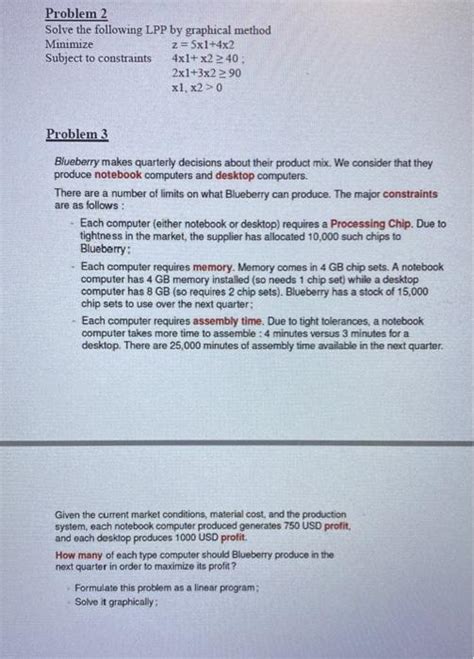 Solved Problem 2 Solve The Following Lpp By Graphical Method